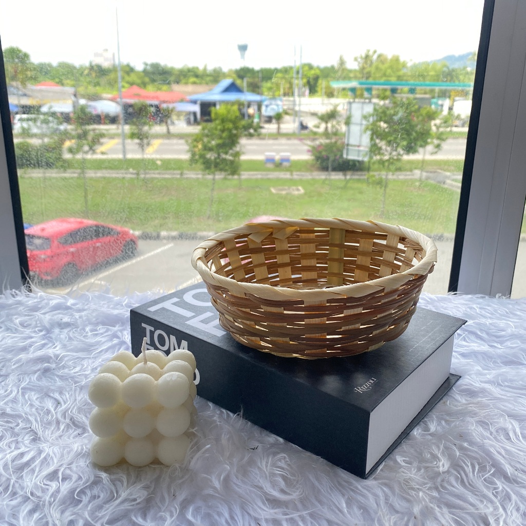Flower Rattan Bamboo Oval Wicker Woven Weaving Gift Basket Bakul ...