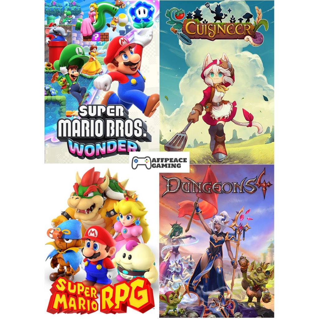 (PC GAME) 4 IN 1 Super Mario Bros. Wonder,Super Mario RPG,Dungeons 4 ...