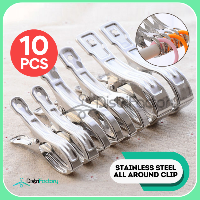 10 Pcs Premium Stainless Steel Drying Clip Windproof Steel Cloth Clip ...