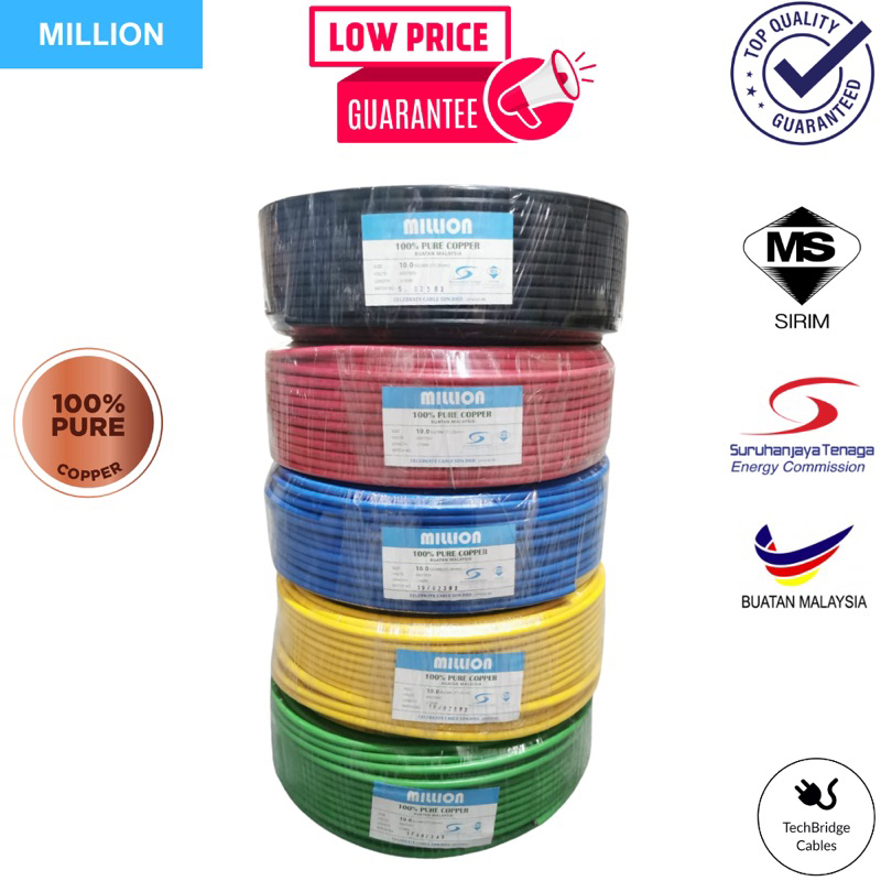 [Sirim & SuruhanJaya Approved] Million 10mm 100% Pure Copper PVC ...