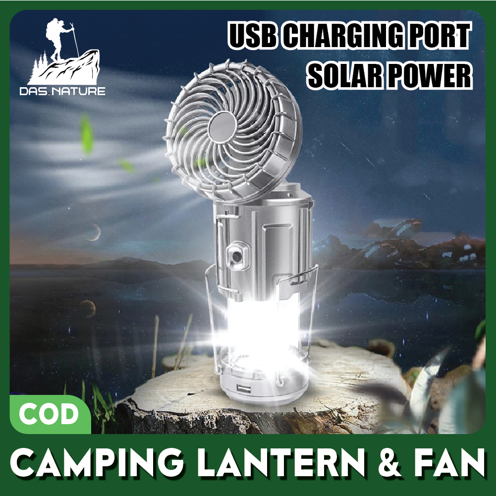 Das Nature™ Camping Solar Fan Light Rechargeable Tent Lamp Lantern ...