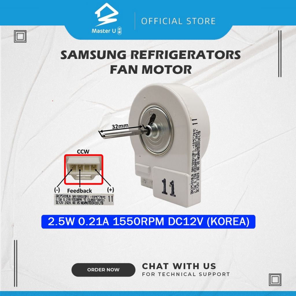 ORIGINAL SAMSUNG FAN MOTOR DRCP5030LA(S) FRIDGE REFRIGERATOR – 2.5W 0 ...