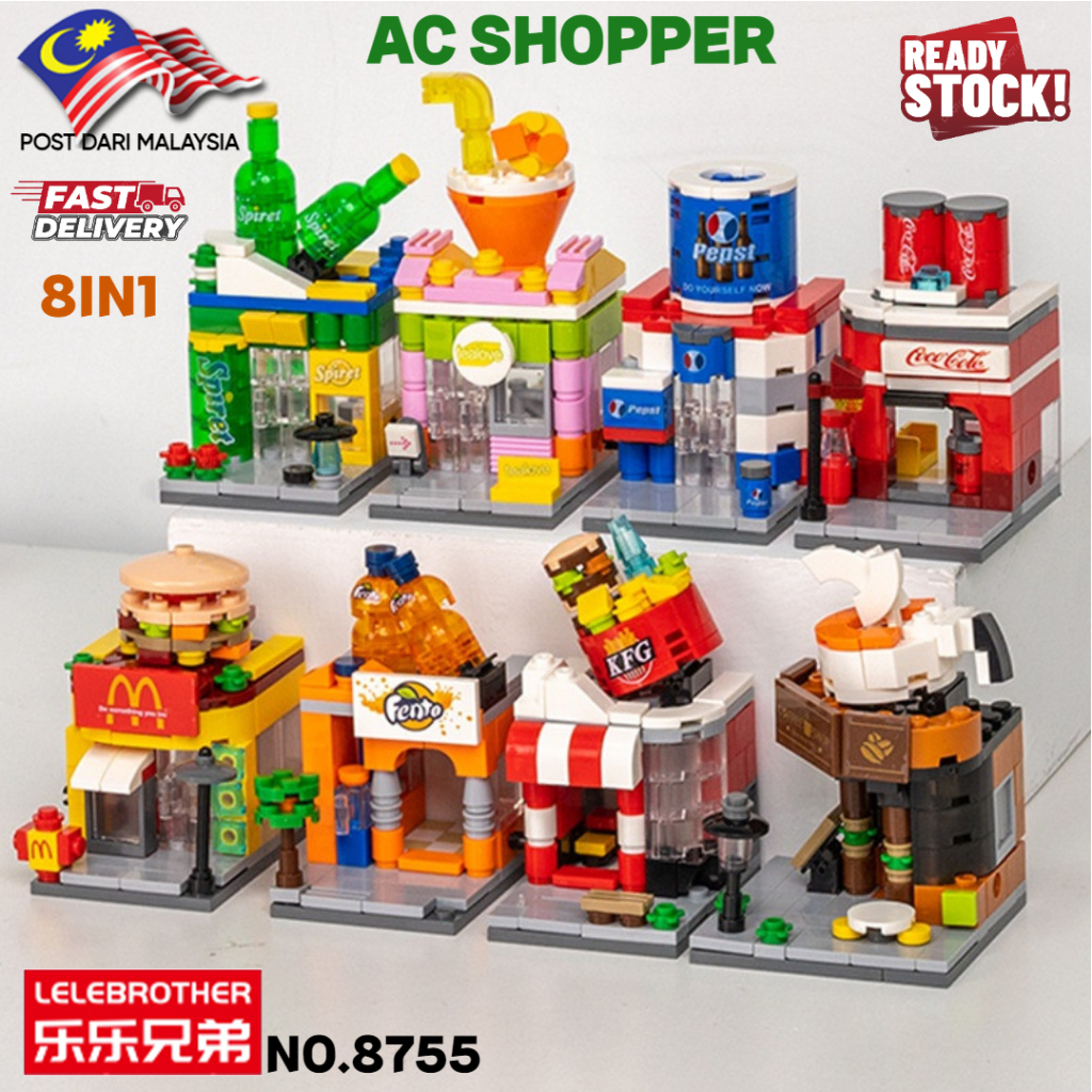 LELE BROTHER Mini City Street View Architecture Shop Model Construction ...