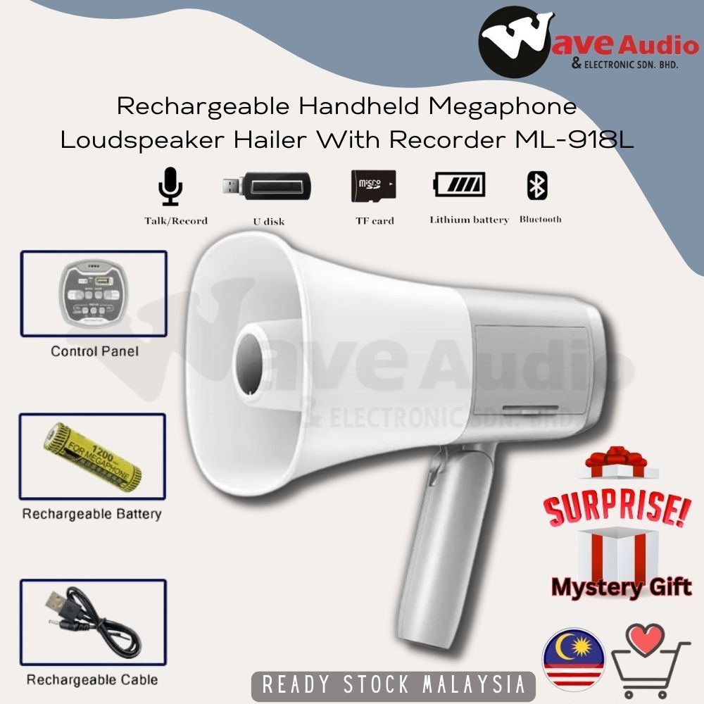 Rechargeable Handheld Megaphone Loudspeaker Hailer With Recorder ML ...