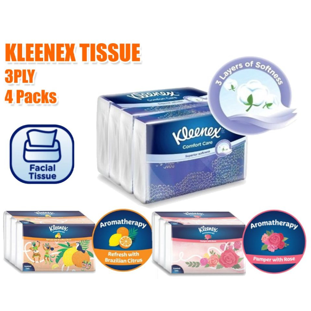 KLEENEX Facial Tissue Soft Pack 4 Packs | Shopee Malaysia