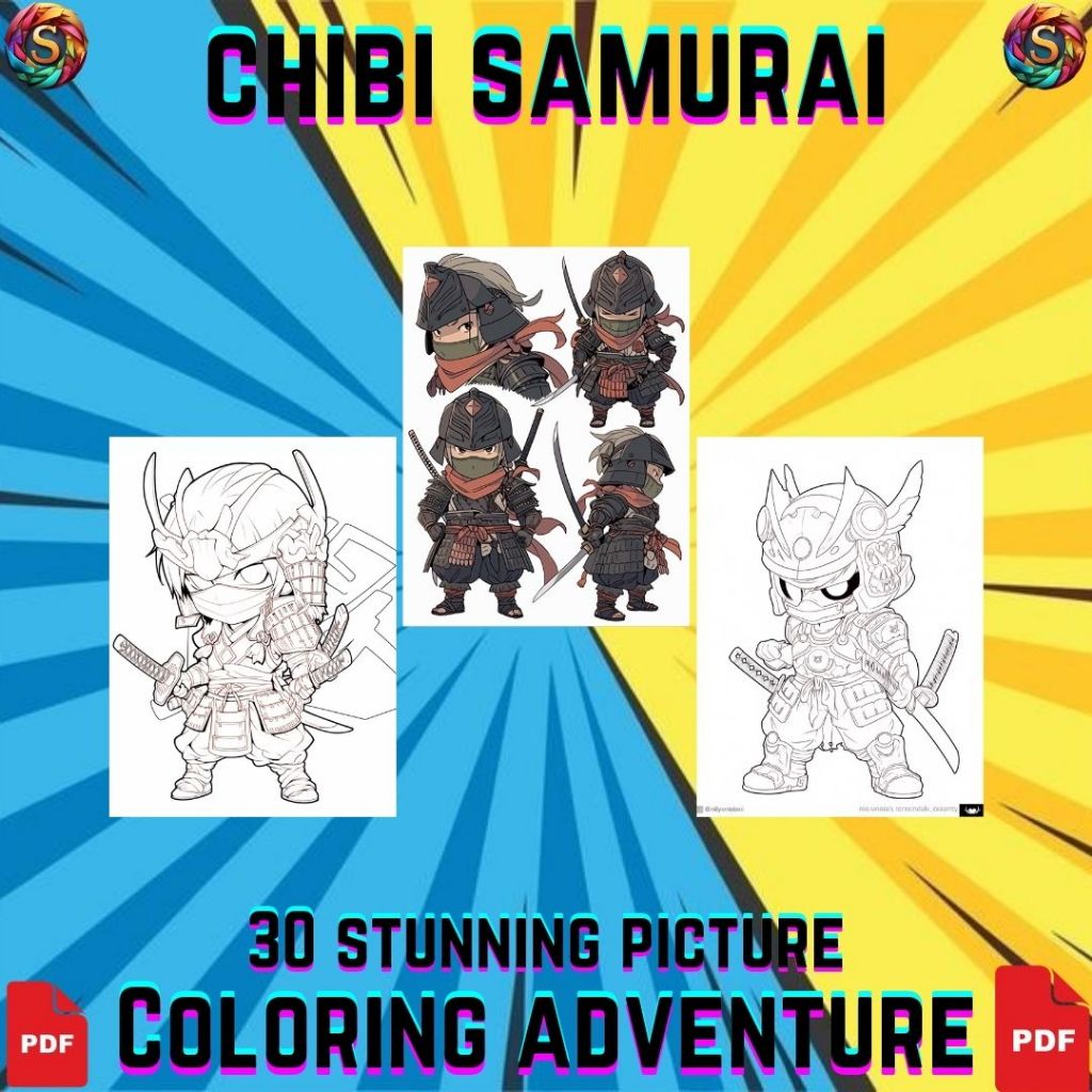 [PDF] Chibi Samurai Colouring Adventure - 30 PICTURE - Coloring Book ...