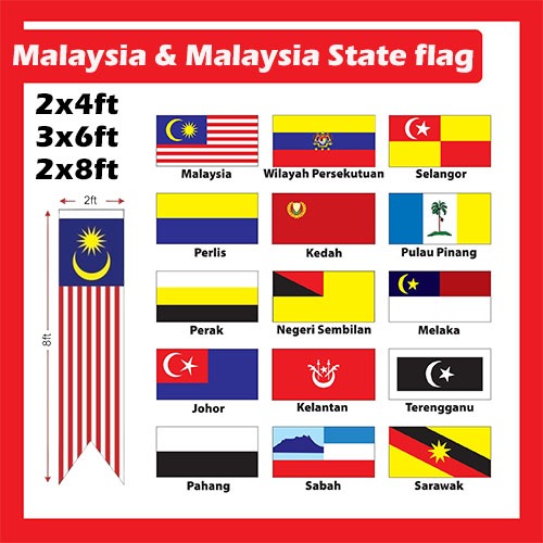 Bendera Malaysia / Bendera Negeri Malaysia / Malaysia State Flag All Malaysia Nylon Polyester ...
