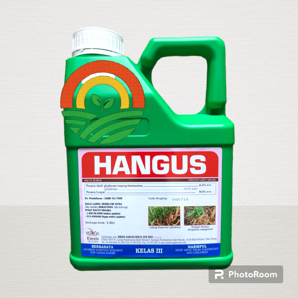 4L HANGUS Glyphosate 41% Racun Rumput Rumpai / Lalang racun rumput ...