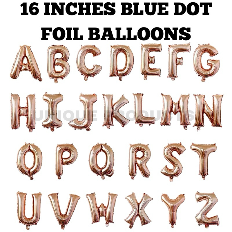 16 Inch Rose Gold Alphabet Foil Balloon Belon Huruf Balloons | Shopee ...