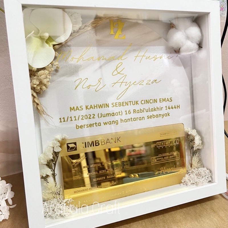 MAHAR FRAME MAS KAHWIN SIAP GUBAH TEMPAH 3D Custom Made | Shopee Malaysia