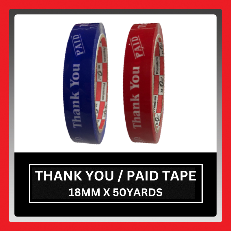 M-ONE Thank You / Paid Tape Merah & Biru 18mm x 50yards | Shopee Malaysia