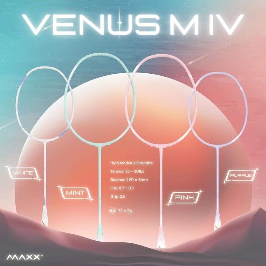 MAXX VENUS M IV ( FOC STRING + GRIP + STRINGING ) 6U BADMINTON RACKET ...