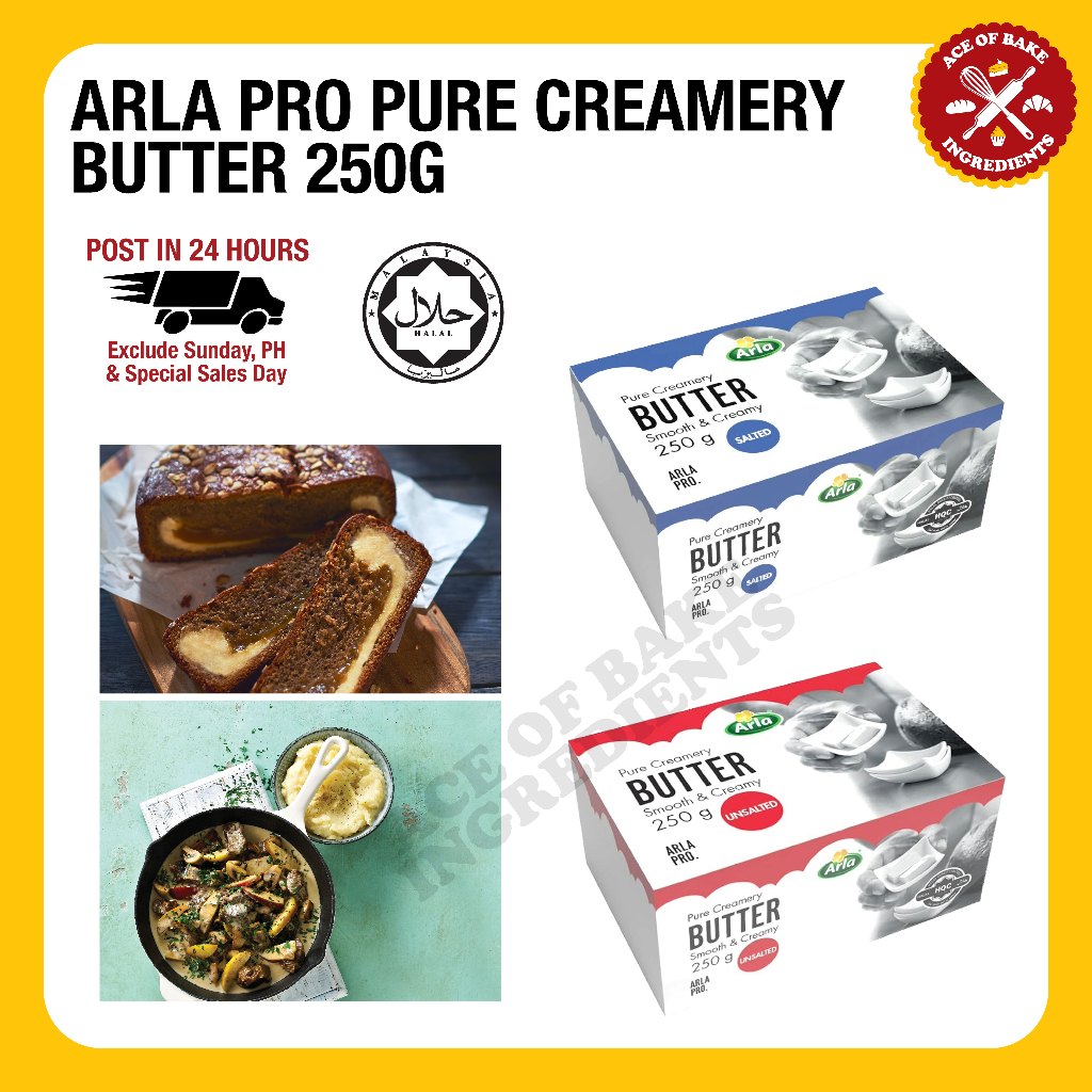 Arla Pro® Pure Creamery Salted / Unsalted Butter 250g | Shopee Malaysia