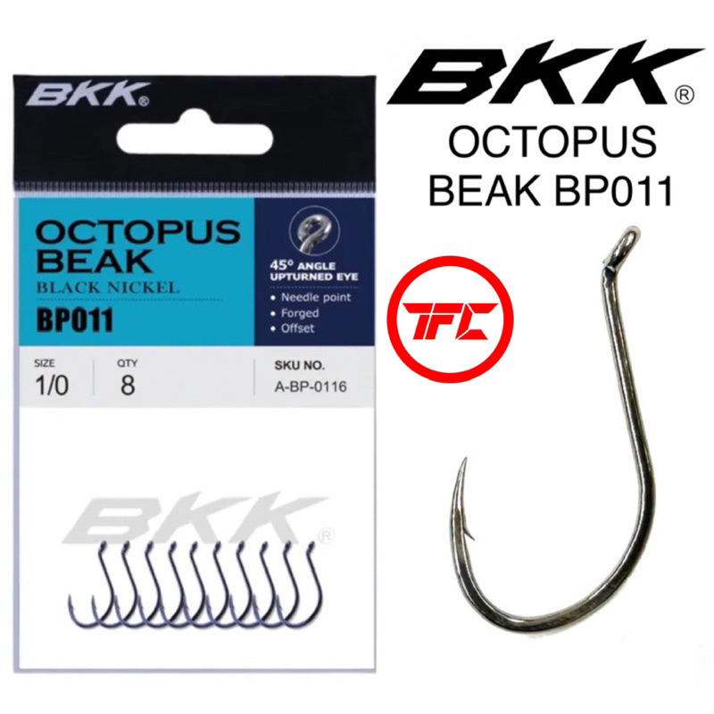 BKK Octopus Beak Hook Black Nickel BP011 Fishing Needle Point Live Bait ...