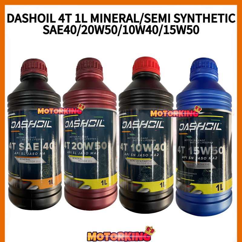 DASH OIL 4T 1 LITER MINERAL SEMI SYNTHETIC SAE40 20W50 10W40 15W50 ...