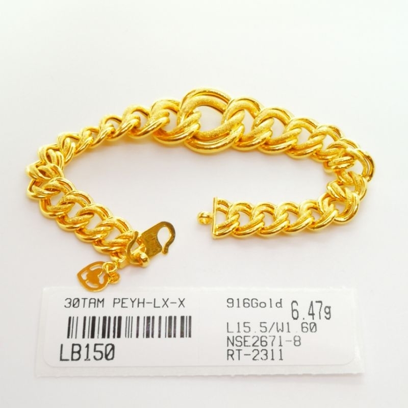 Rantai Tangan Coco Perut Ular Kosong Emas 916 Yon Hing | Shopee Malaysia