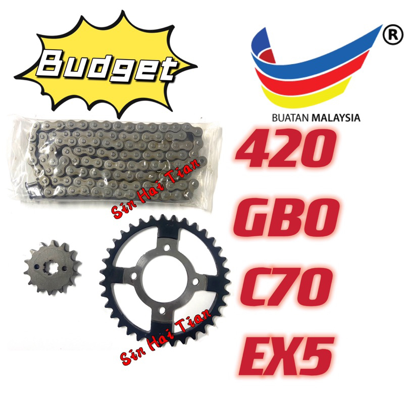 [420 BUDGET] GBO EX5 C70 420 Sprocket Set & Chain 3 In 1 Hot Deal Heavy ...