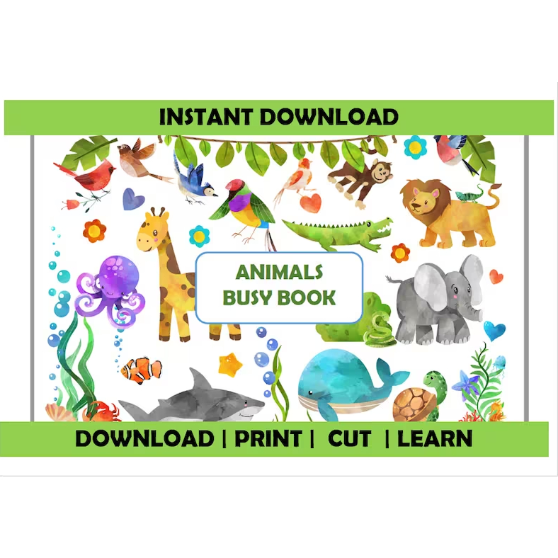 PDF] Animal Busy Book Preschool Quiet Book Kids Activity Printable ...