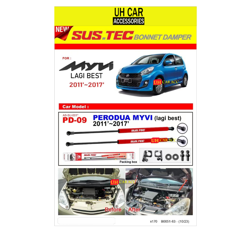 PERODUA MYVI LAGI BEST ICON 2011-2017 FRONT BONNET BONET HOOD DAMPER ABSORBER | Shopee Malaysia