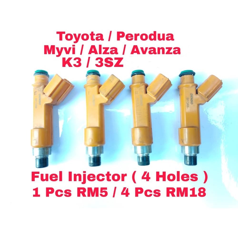 🇯🇵🇯🇵 Fuel Injector ( 4 Holes ) For Perodua Myvi Alza Avanza Passo Sette ...