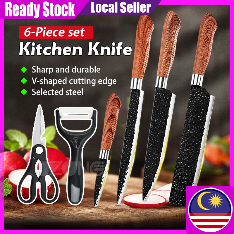 🔥6 In 1 Knife Set Stainless Steel Kitchen Knife Chef Knife Cooking ...