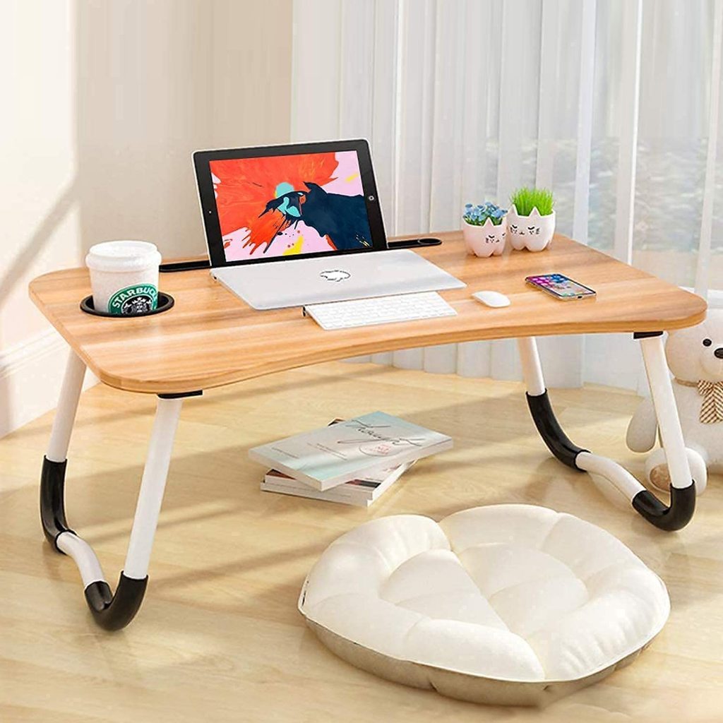 Foldable laptop table Study Table bed Drawer Notebook Portable Computer ...