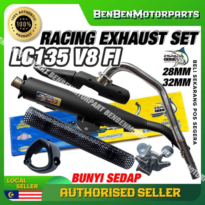 YAMAHA LC135 FI V8 RACING EXHAUST 28MM 32MM ESPADA LC135 FUEL INJECTION ...