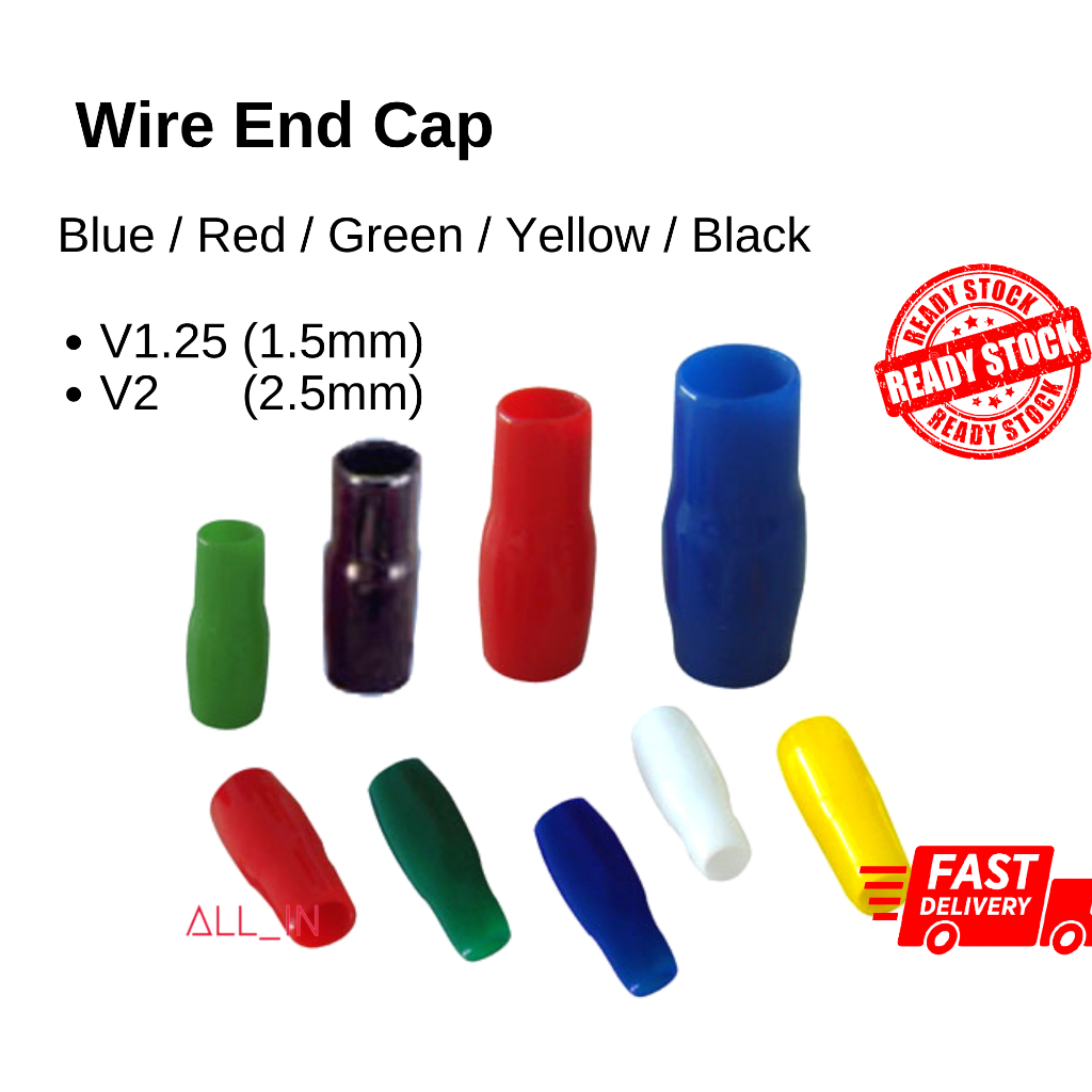 (10 Pcs) Eco Wire End Cap Sleeve Protection Wire size 1.5mm to 2.5mm ...