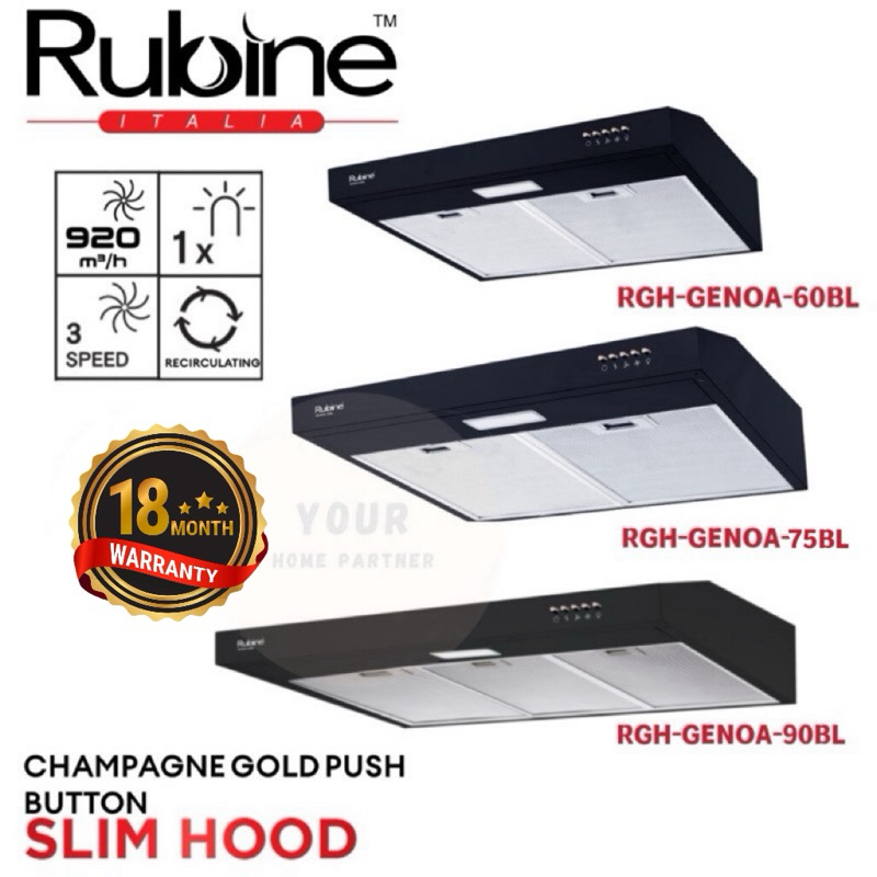 [Free Shipping]Rubine Slim Hood Genoa Series RSH-GENOA-60BL/75BL/90BL ...