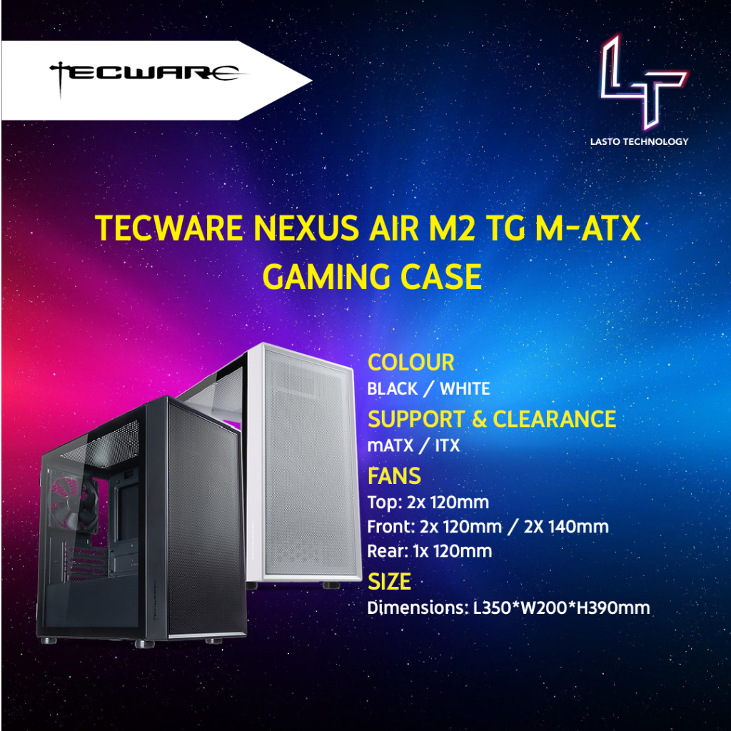 Tecware Nexus AIR M2 TG M-ATX Gaming Case - Black / White | Shopee Malaysia