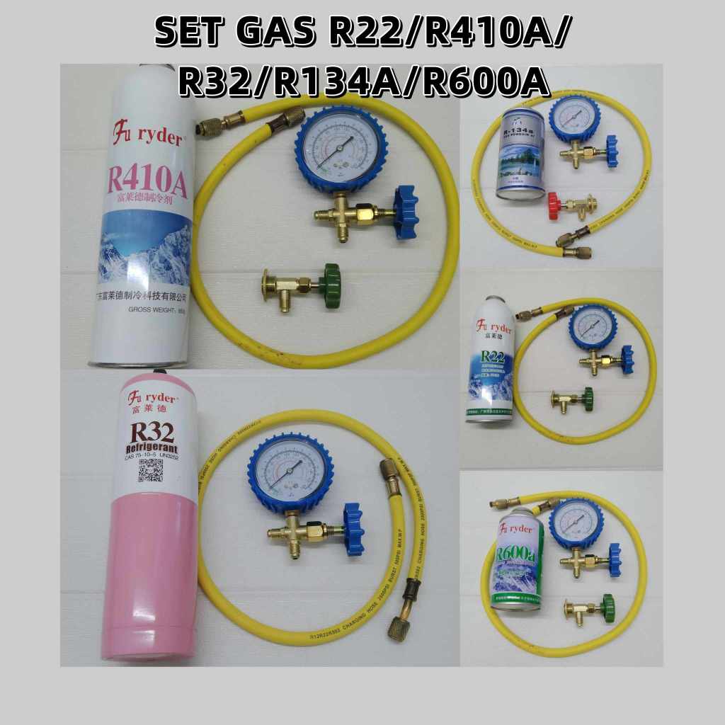 SET GAS AIRCOND R22/ R134A/R600A/R32/R410A NEW TYPES MODEL TOPUP GAS COMPRESSOR MOTOR AIR ...