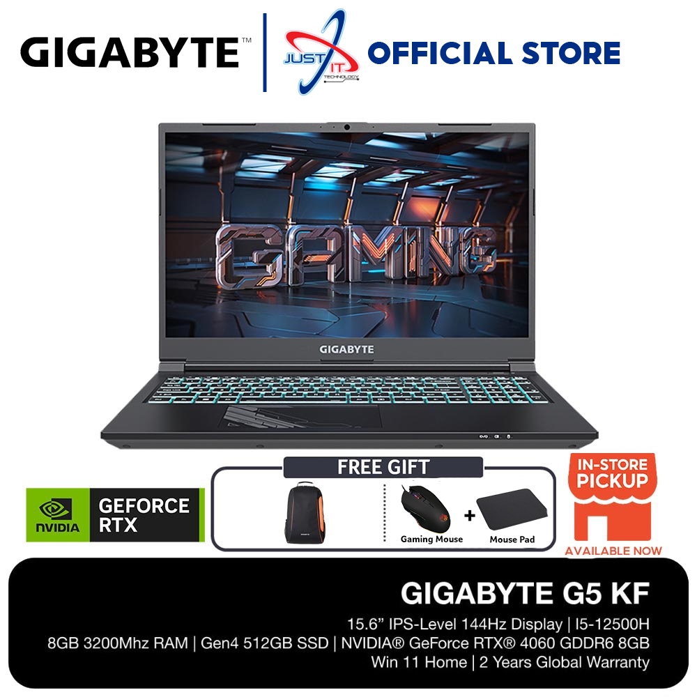 GIGABYTE G5 KF GAMING LAPTOP (I5-12500H 8GDR4 512SSD / RTX4060 8GB / 15.6” FHD 144Hz / W11 ...