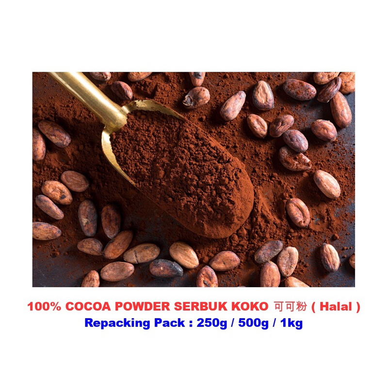 100% COCOA POWDER SERBUK KOKO 可可粉 ( Halal ) Repacking Pack 250g / 500g ...