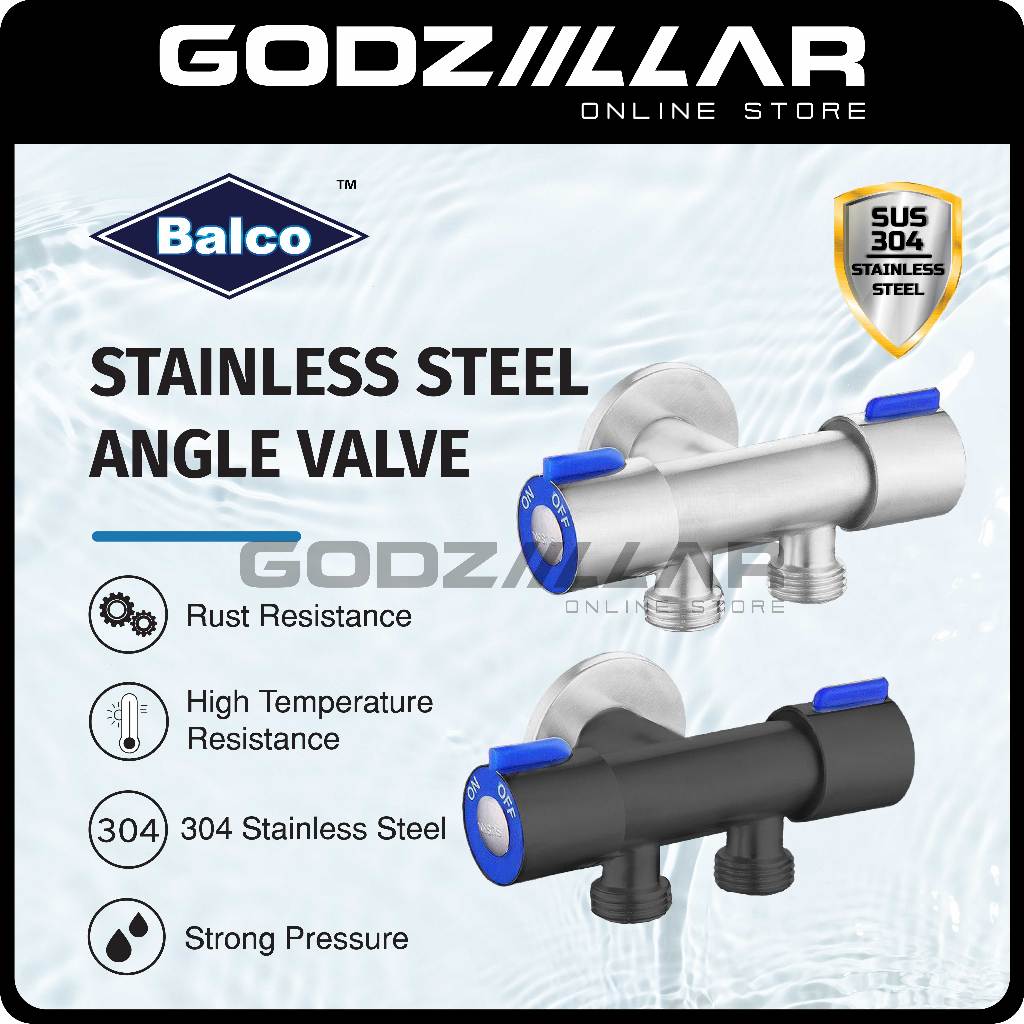 Balco SUS304 Stainless Steel Two Way Stop Angle Valve Water Tap ...