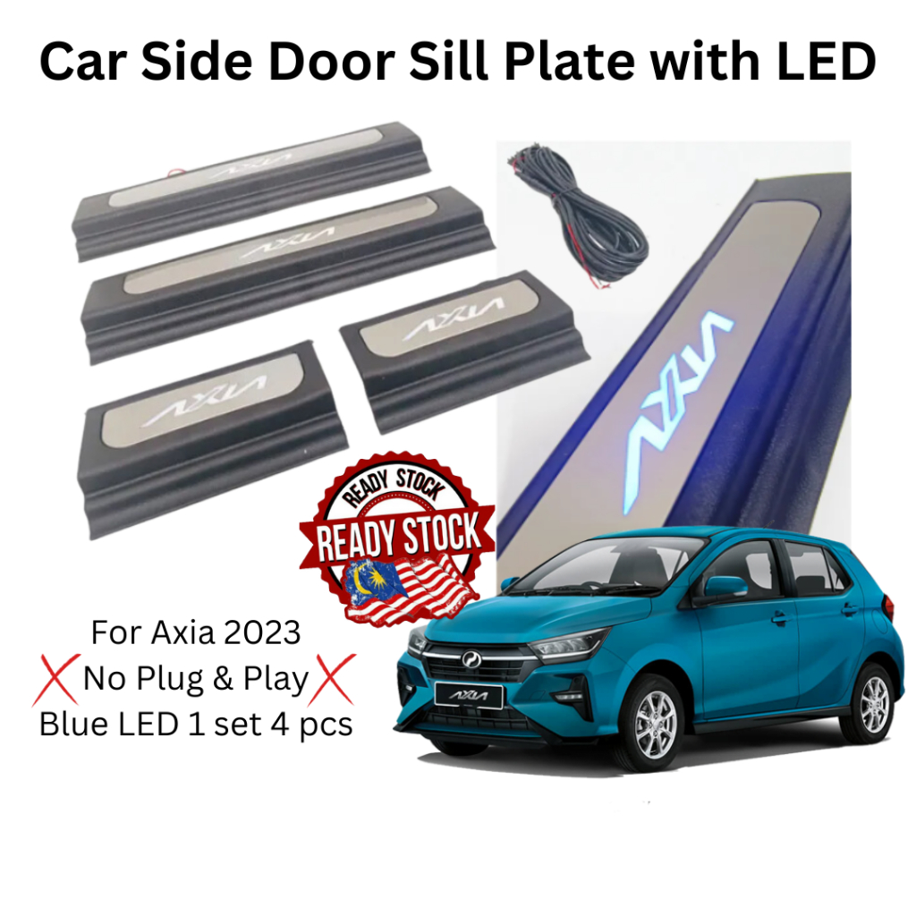 Perodua Axia 2023 Blue LED Door Side Sill Step Plates Protector ...