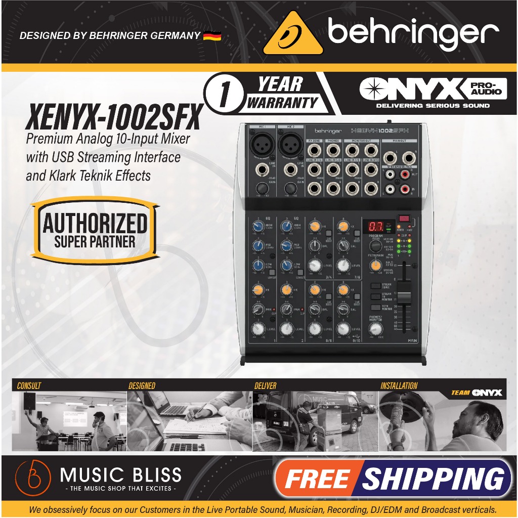 Behringer XENYX 1002SFX Premium Analog 10-Input Mixer with USB Audio ...