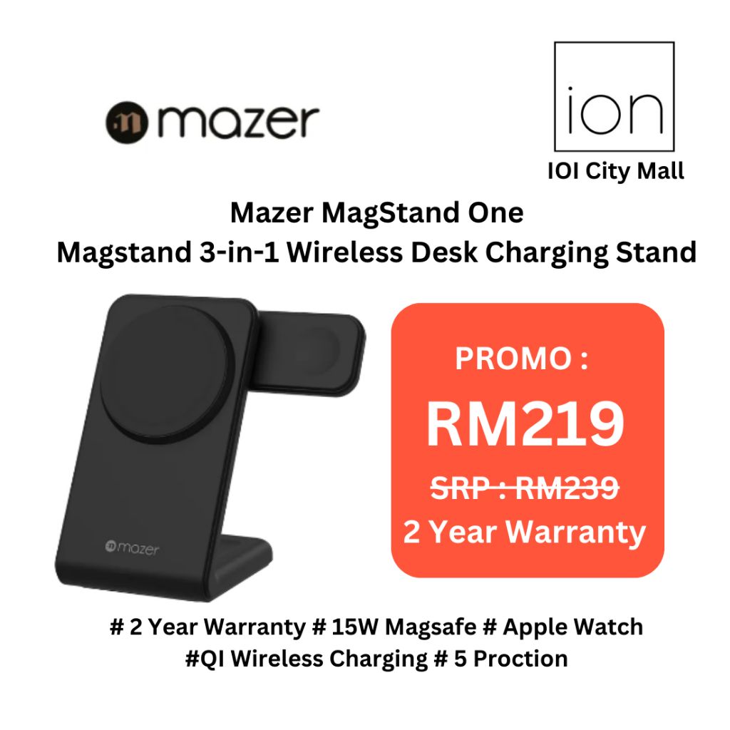 Mazer MagStand ONE | 3-in-1 Wireless Magnetic Charging Stand | Shopee ...
