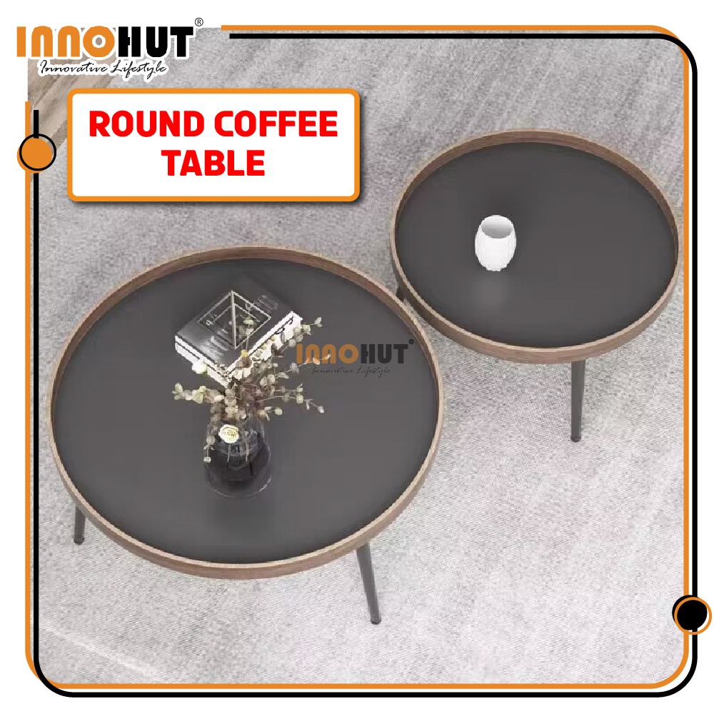 [1PC] Innohut Nordic Round Coffee Table Dining Round Desk Meja Kayu ...
