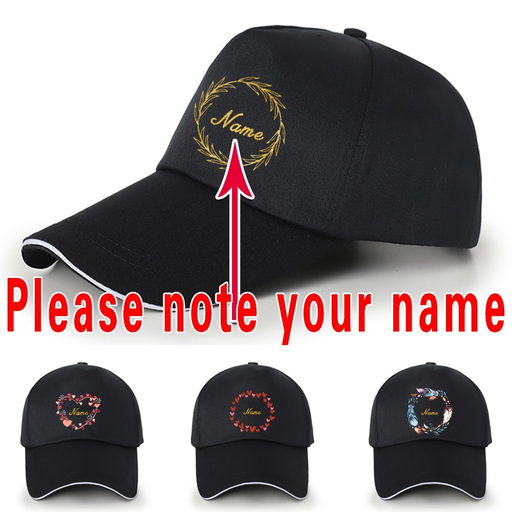 Custom Free Name Baseball Cap for Women Men Black Cotton Hats Outdoor ...