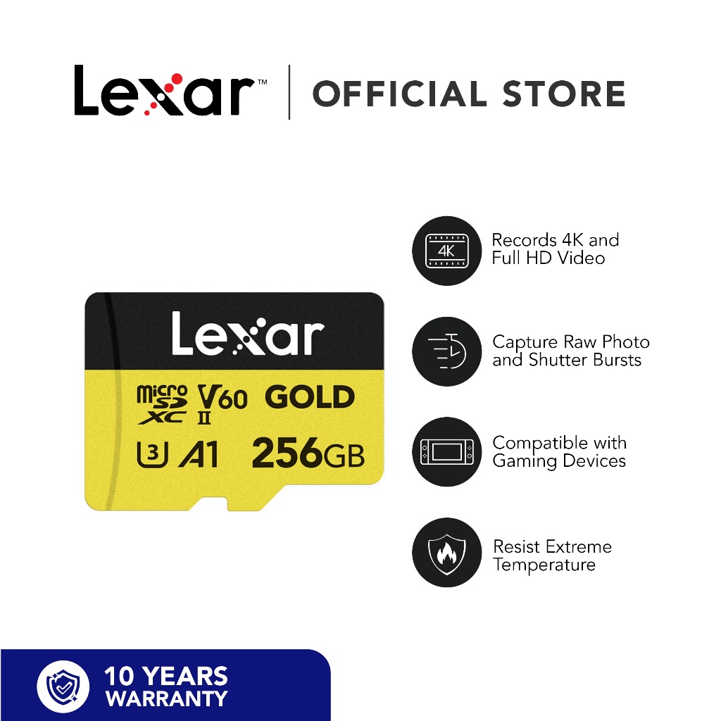 Lexar Professional Gold UHS-II MicroSD XC Memory Card (256GB) | Shopee ...