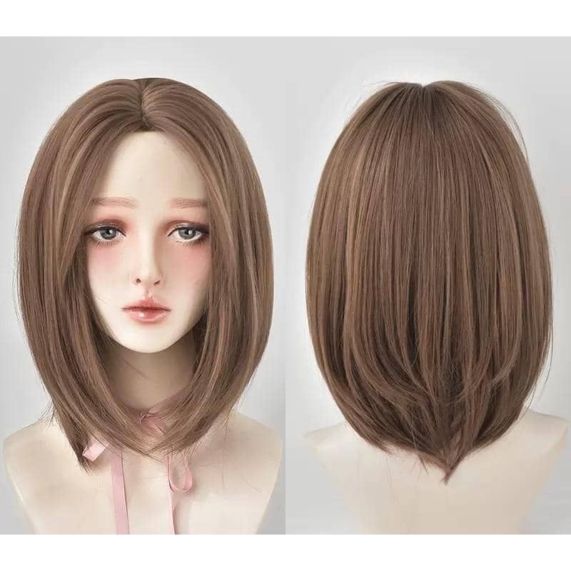 Wig 39CM Rambut Palsu Pendek Lulus Wanita Wig Short Straight Women Wigs ...