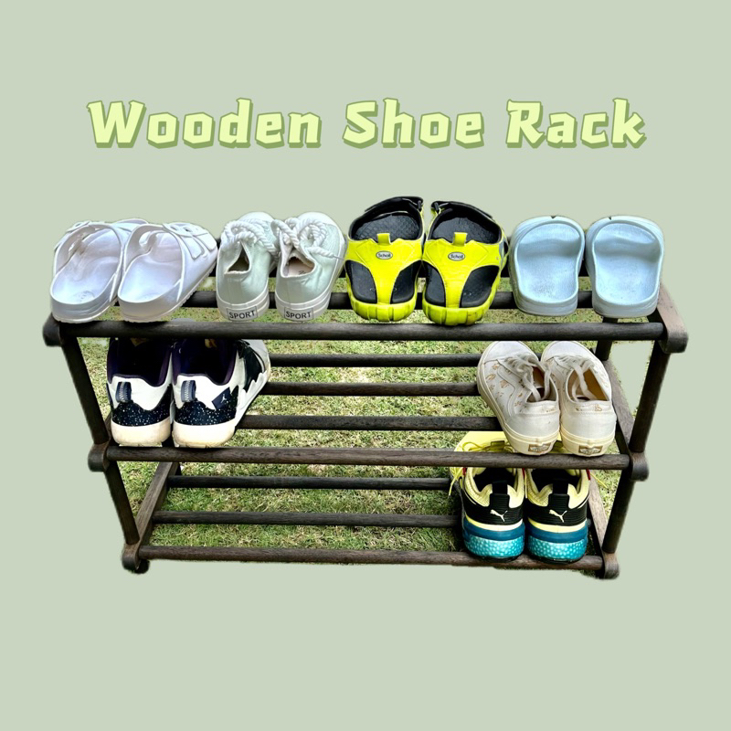 Rak Kasut Kayu ｜ Wooden Shoe Rack | Shopee Malaysia