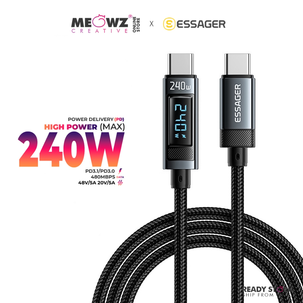 Essager USB-C to Type-C PD240W / 140W / 100W / 65W Fast Charging Cable ...