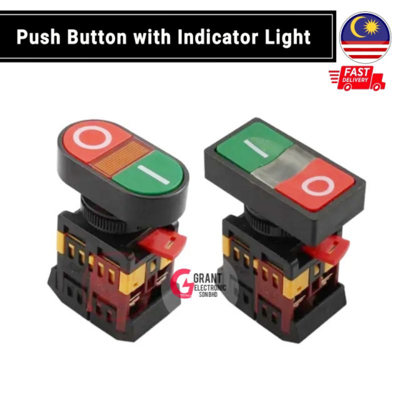 22mm Push Button with Indicator Light Yellow On Off Push Button Switch ...