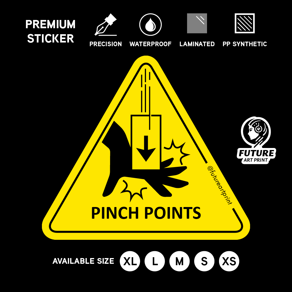 Pinch Points. Premium Triangle Sticker Sign Warning Caution Danger ...