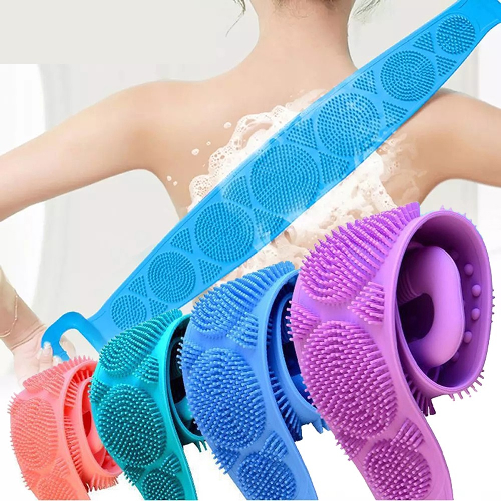 Silicone Back Body Scrubber Strap Exfoliating Scrub Massage Shower Bath ...