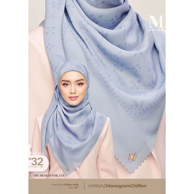 🔥FREE GIFT🔥TUDUNG BAWAL PLAIN MONOGRAM CHIFFON BY MINAZ HIJAB | Shopee ...