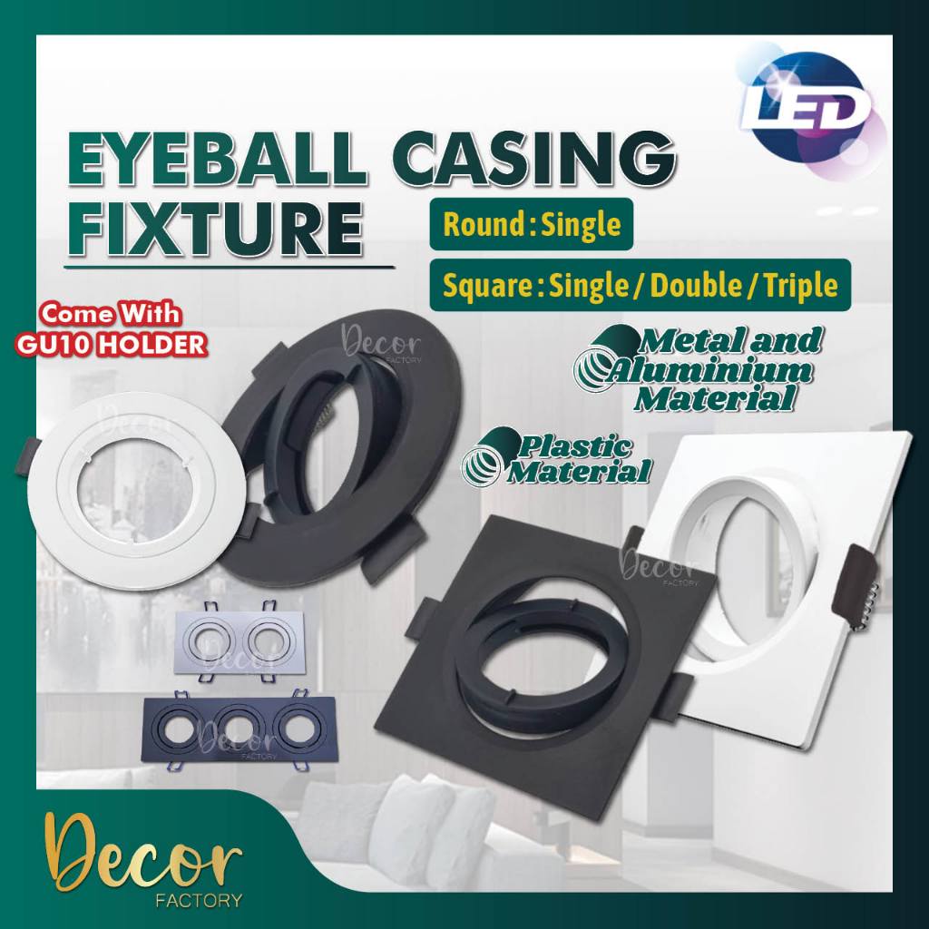 LED Eyeball Fitting Recessed Spotlight GU10 MR16 Casing Eye ball Frame ...