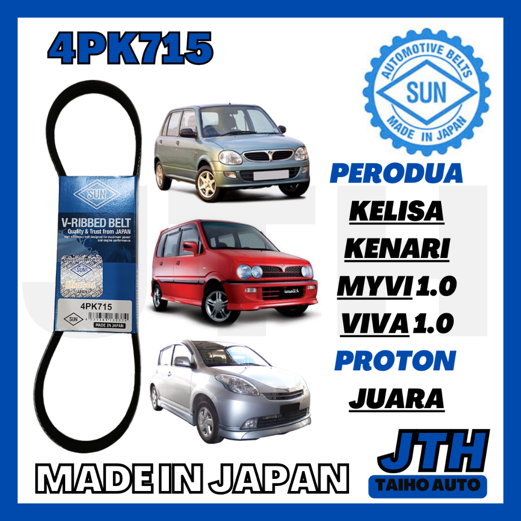 TAIHOAUTO SUN Fan Belt 4PK715 Perodua Kelisa Perodua Kenari Perodua ...