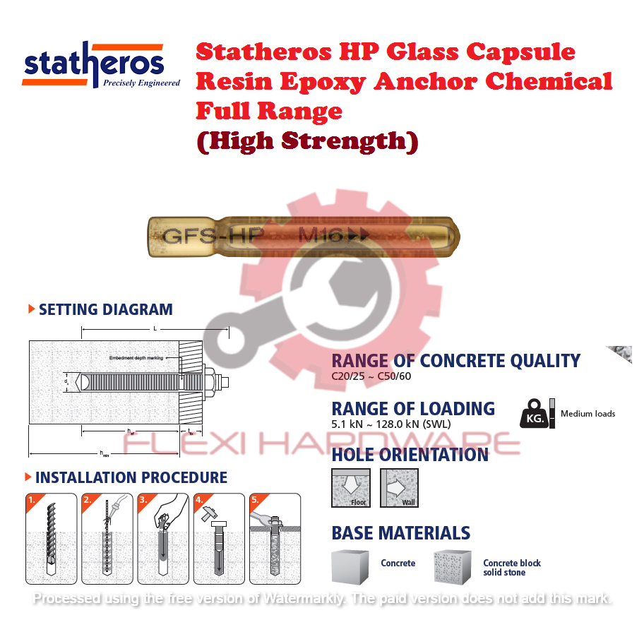 Statheros HP Glass Hammer In Capsule Epoxy Resin Chemical Anchor ...